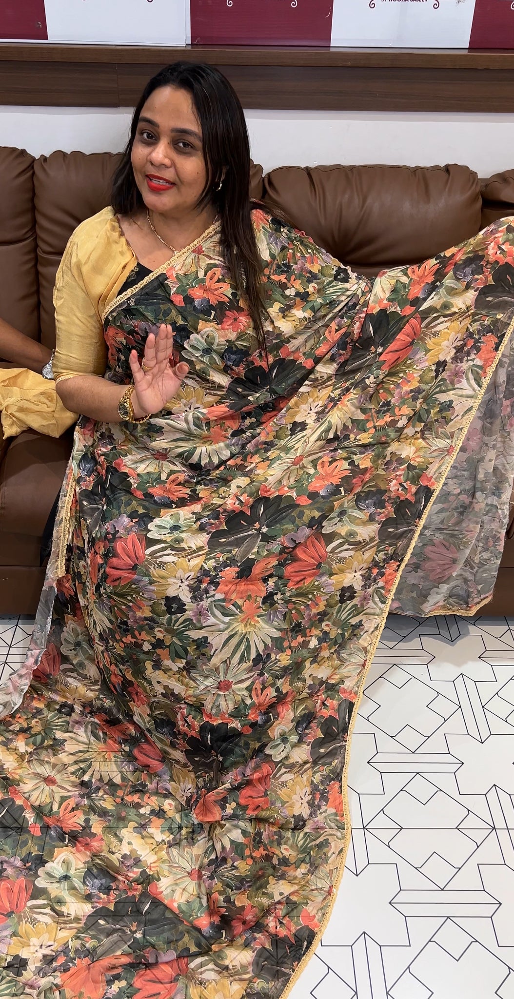 PRINTED CRAPE SILK SAREES - IHA 23617 – Iha Designs Bridal Studio