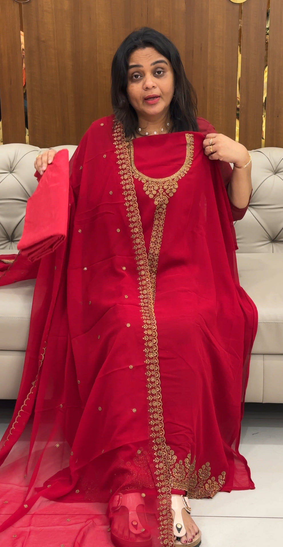 HAND WORKED GEORGETTE UNSTITCHED SALWAR SUITS - IHA 29992 – Iha Designs ...