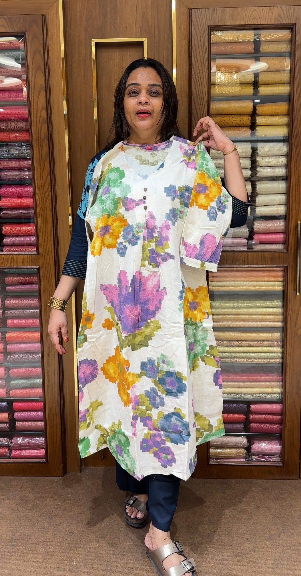 SLUB COTTON LONG ALINE TOPS - IHA 22171 – Iha Designs Bridal Studio