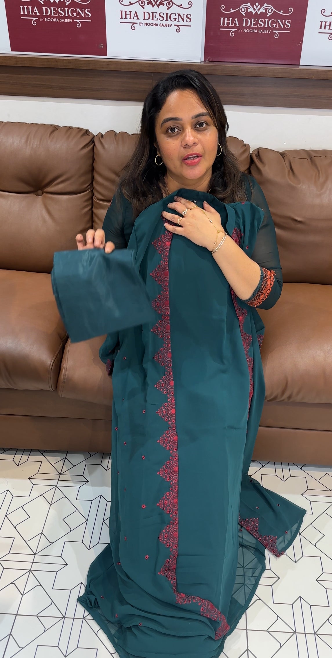 GEORGETTE TOP ,JACKET AND BOTTOM - IHA 26218 – Iha Designs Bridal Studio